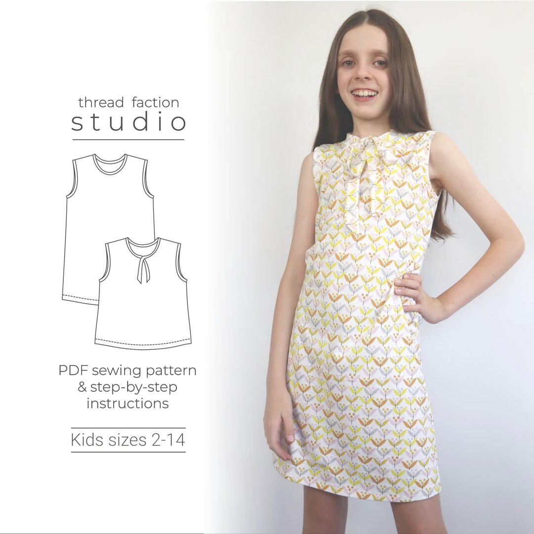 Bow Tank & Dress Sewing Pattern | Kids Sizes 2-14 (PDF Pattern) - Etsy