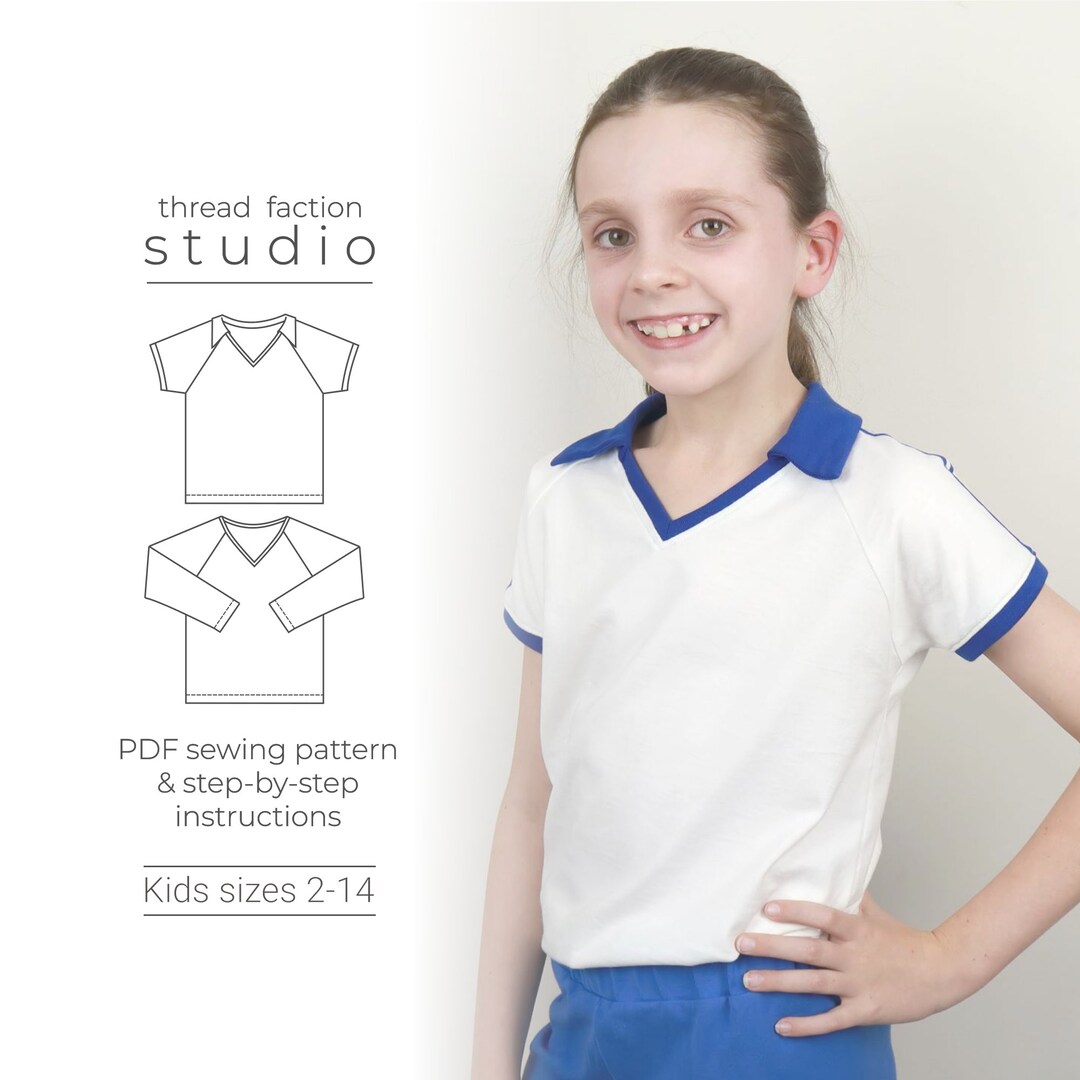Thread Faction | Kids Sizes 2 - 14 | the Retro Polo | PDF Sewing ...