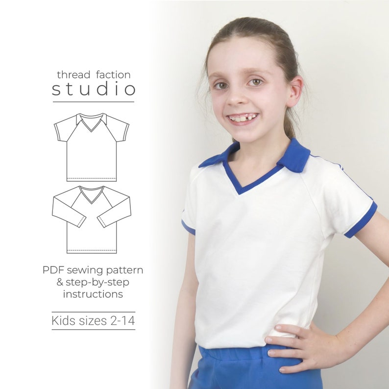 Kids Retro Polo Sewing Pattern | Sizes 2-14 (PDF Pattern) - Etsy