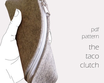 The Taco Clutch Felt or Leather Zip Clutch Purse PDF Sewing | Etsy