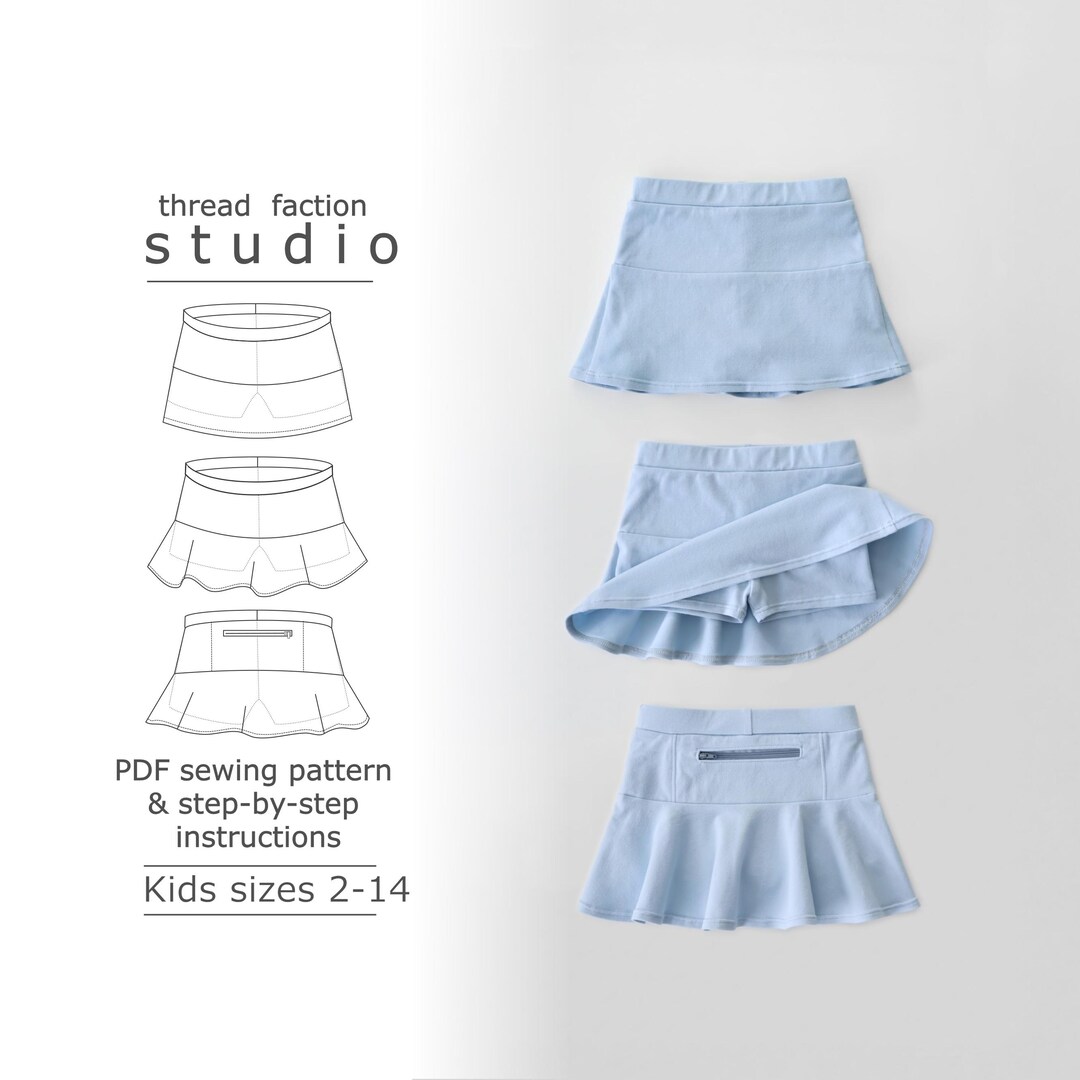 Thread Faction | Kids Sizes 2 - 14 | Skip-your-chores Skort | PDF ...