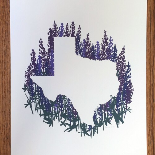 Texas Watercolor Print Texas State Art Texas Painting Big | Etsy