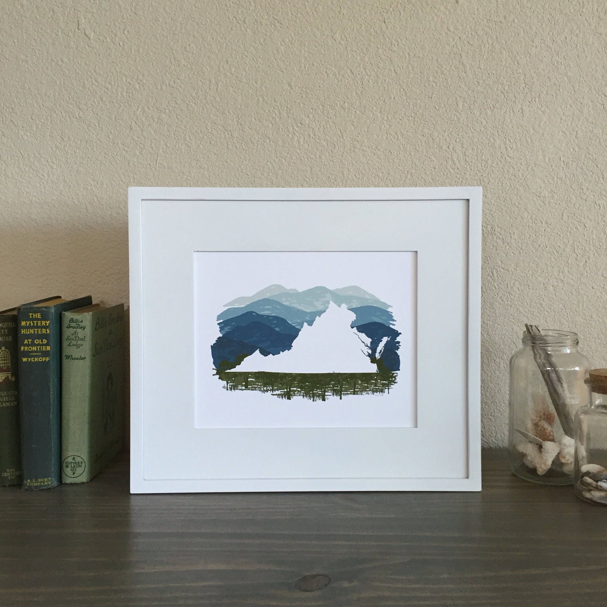 Virginia State Print - Mountains // State Map Silhouette - Etsy