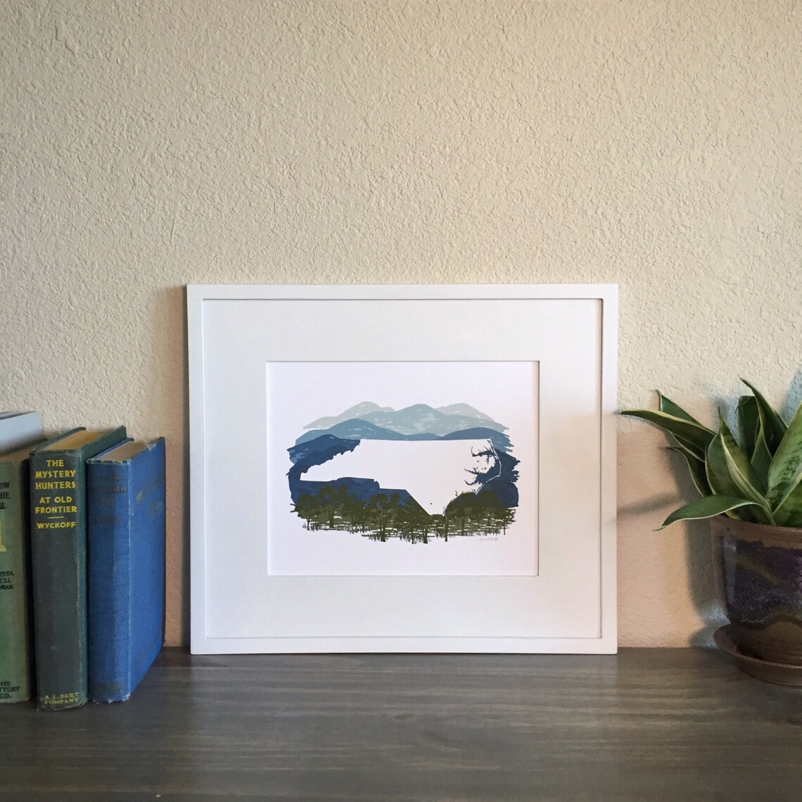 North Carolina State Print Blue Ridge // State Map | Etsy