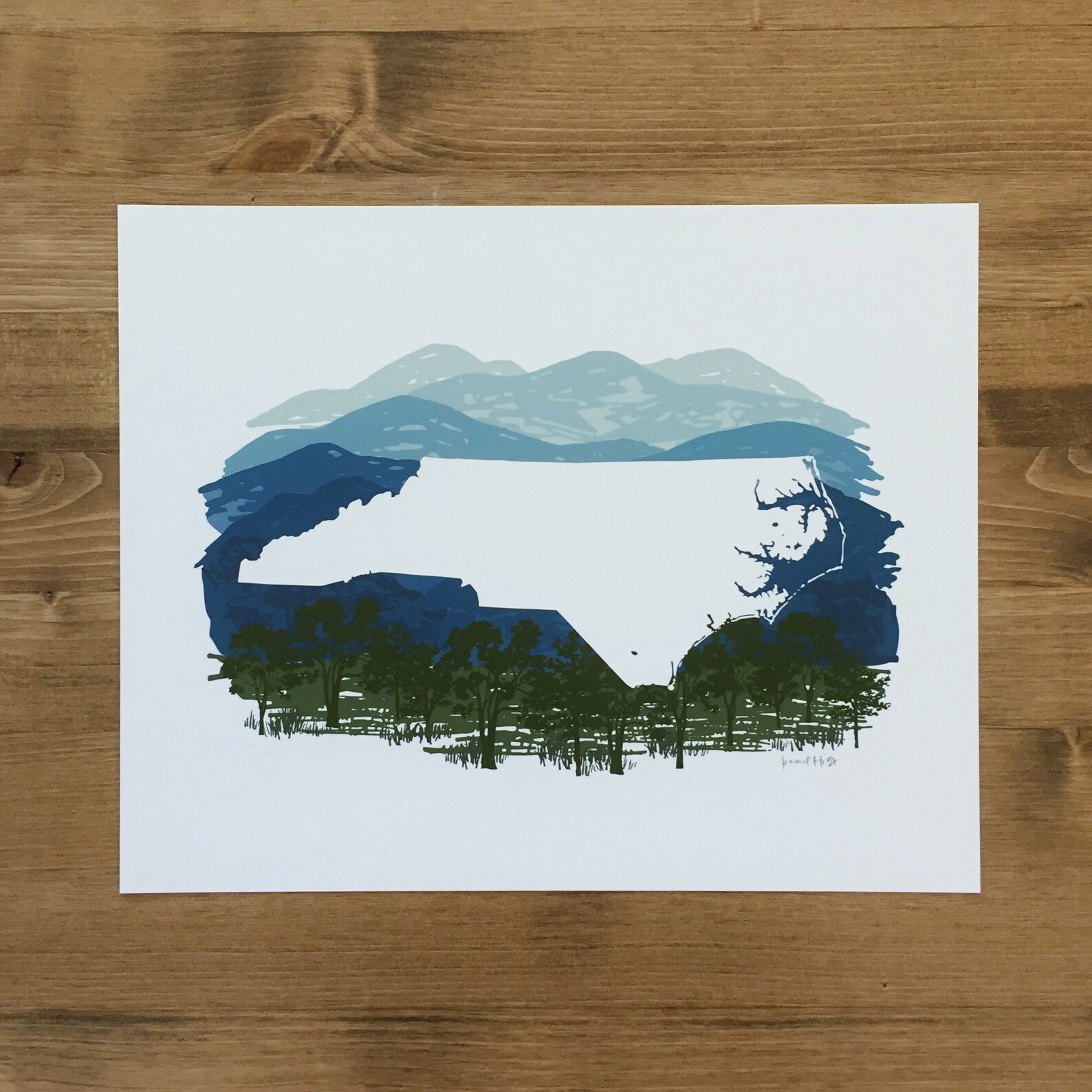 North Carolina State Print Blue Ridge // State Map - Etsy