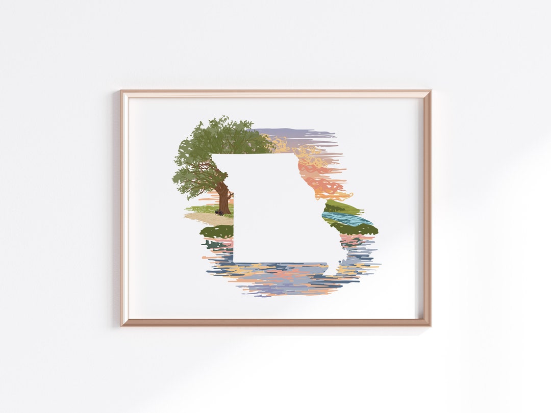 Missouri State Print - Landscape // State Map Silhouette - Etsy