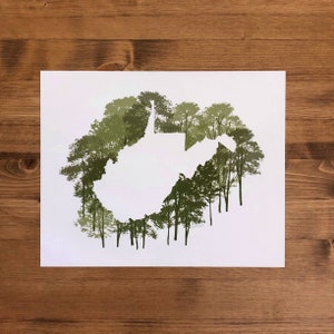 West Virginia State Print - Sugar Maple // State Map Silhouette - Etsy