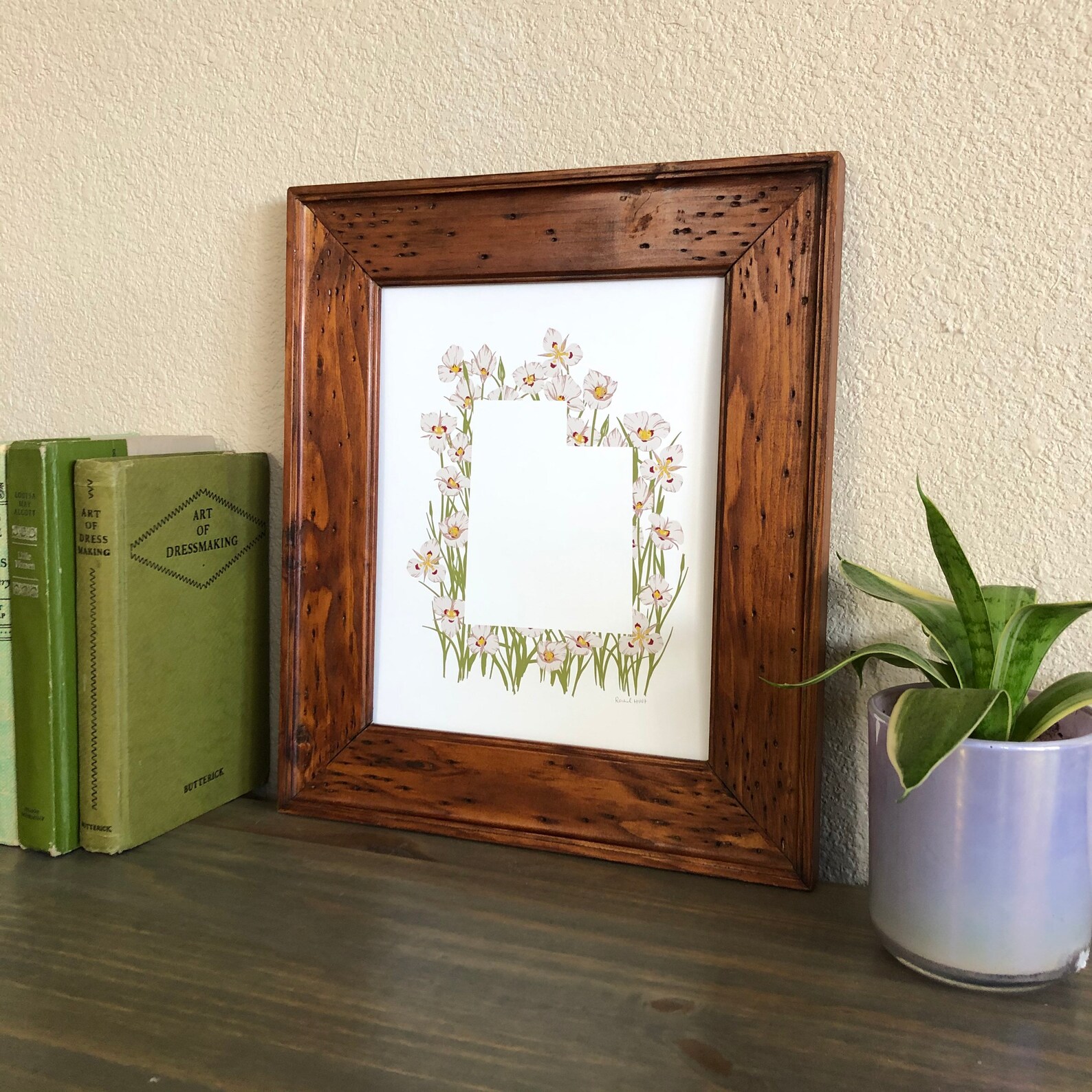 Utah State Print Sego Lily // State Map Silhouette | Etsy