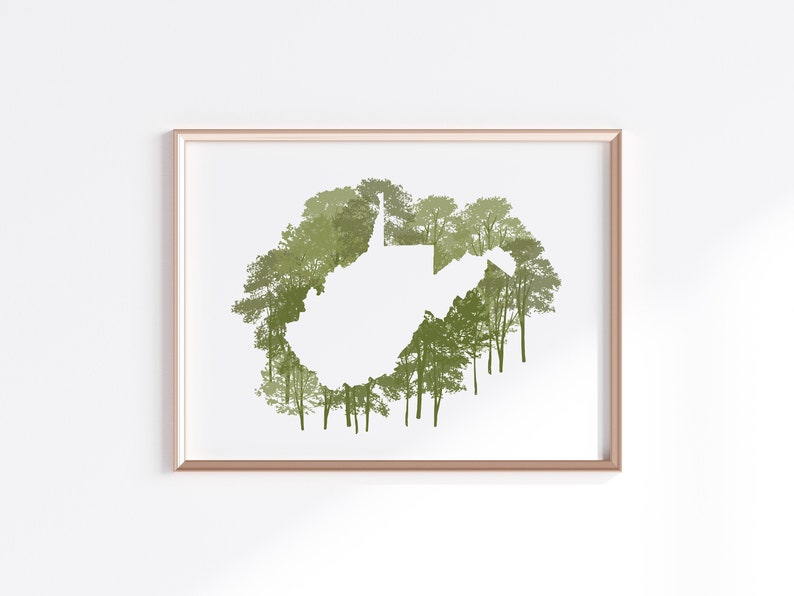 West Virginia State Print Sugar Maple // State Map - Etsy