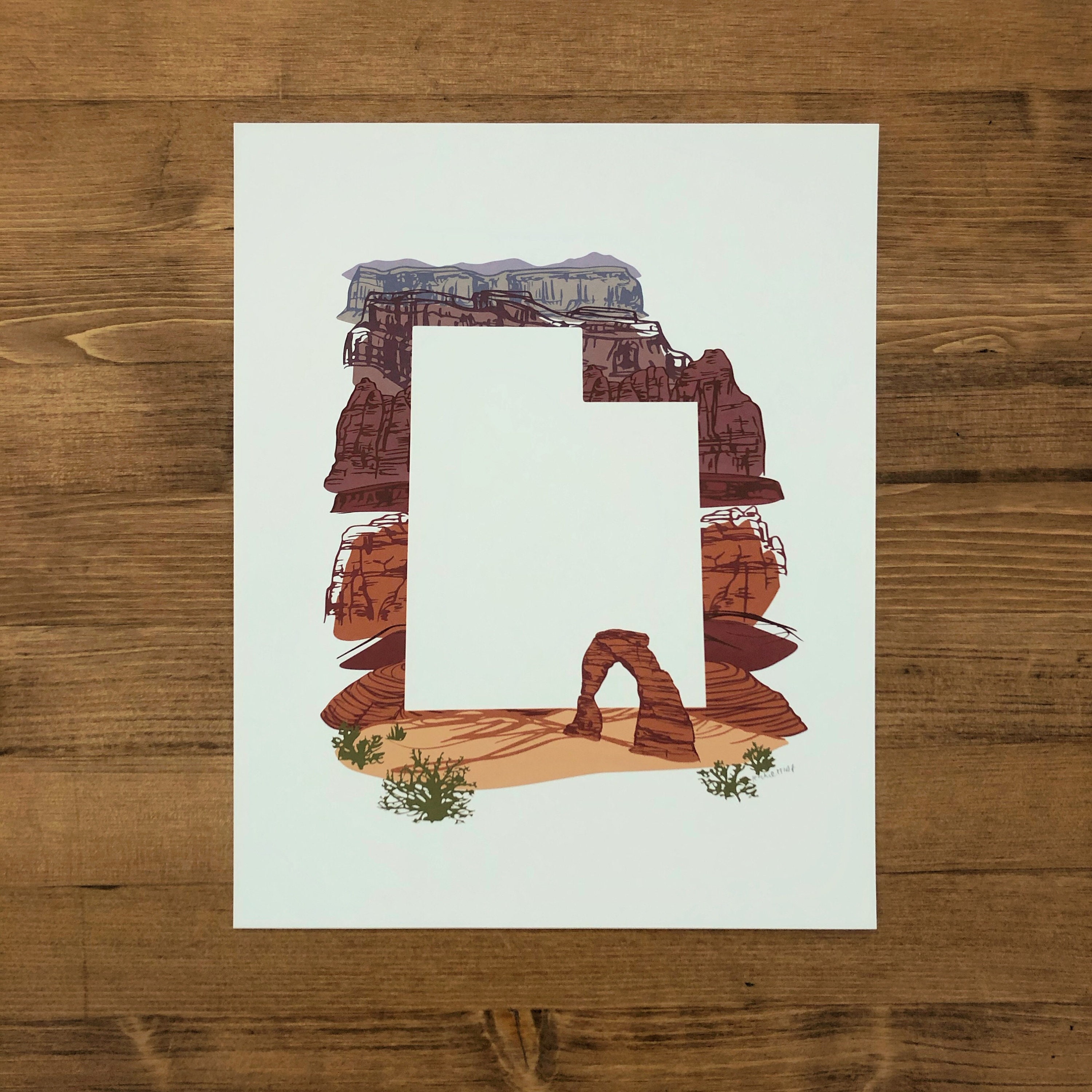 Utah State Print Red Rocks // State Map Silhouette | Etsy