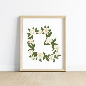 Louisiana State Print - Magnolia // State Map Silhouette - Etsy