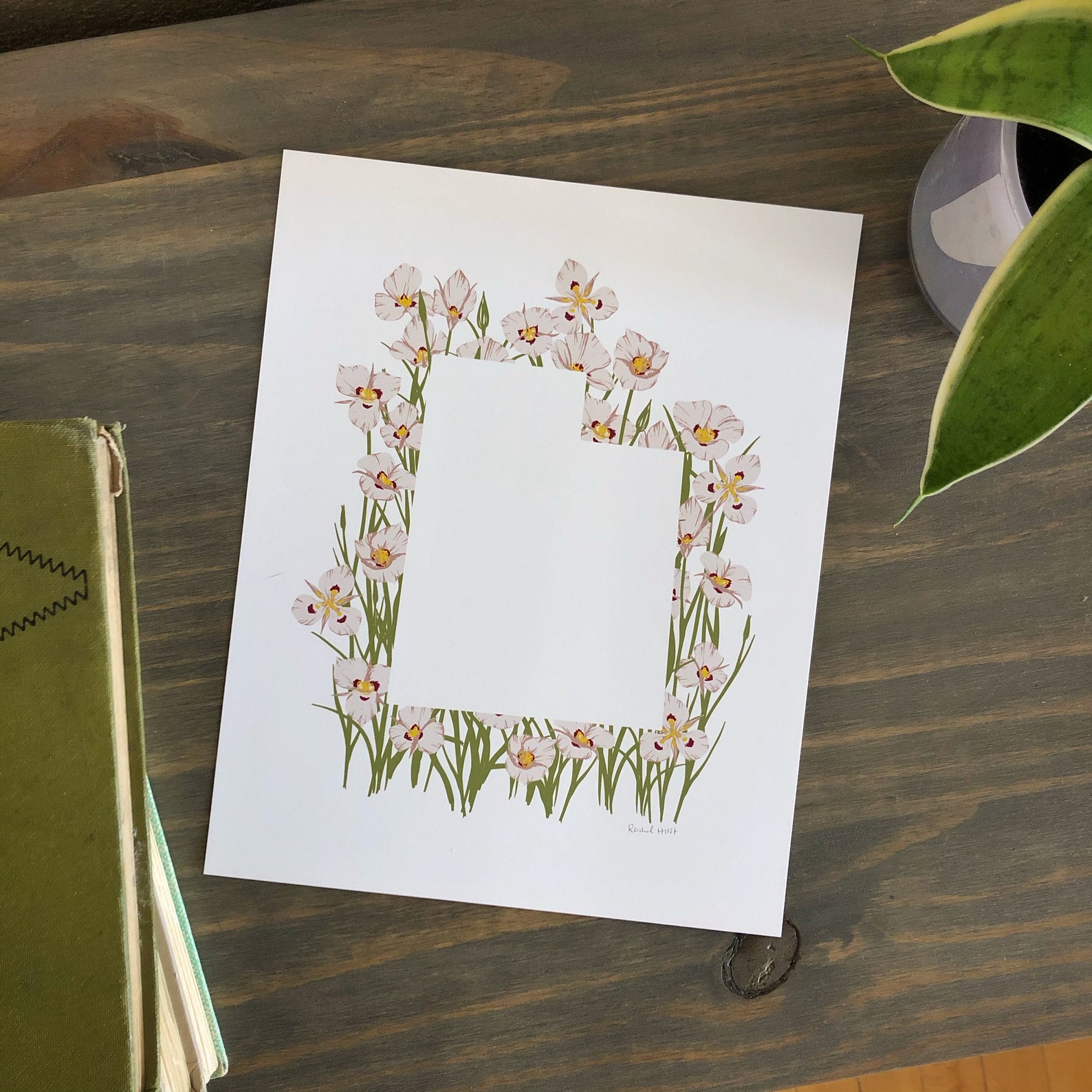 Utah State Print Sego Lily // State Map Silhouette | Etsy