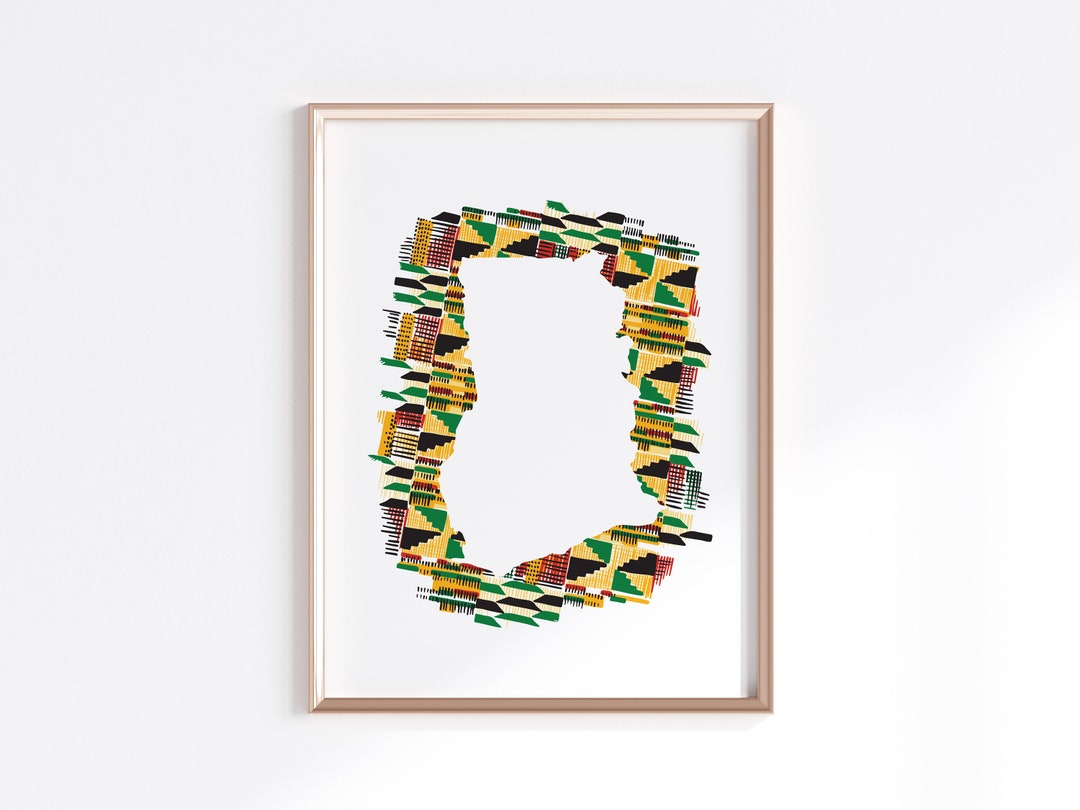 Ghana Print - Kente Cloth // Country Map Silhouette - Etsy