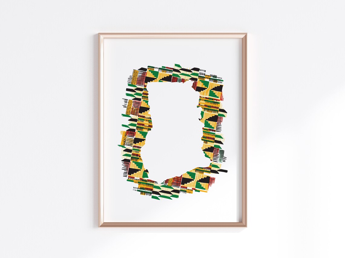 Ghana Print - Kente Cloth // Country Map Silhouette - Etsy