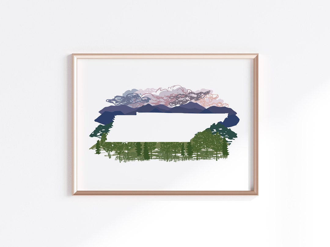 Tennessee State Print - Mountains // State Map Silhouette - Etsy