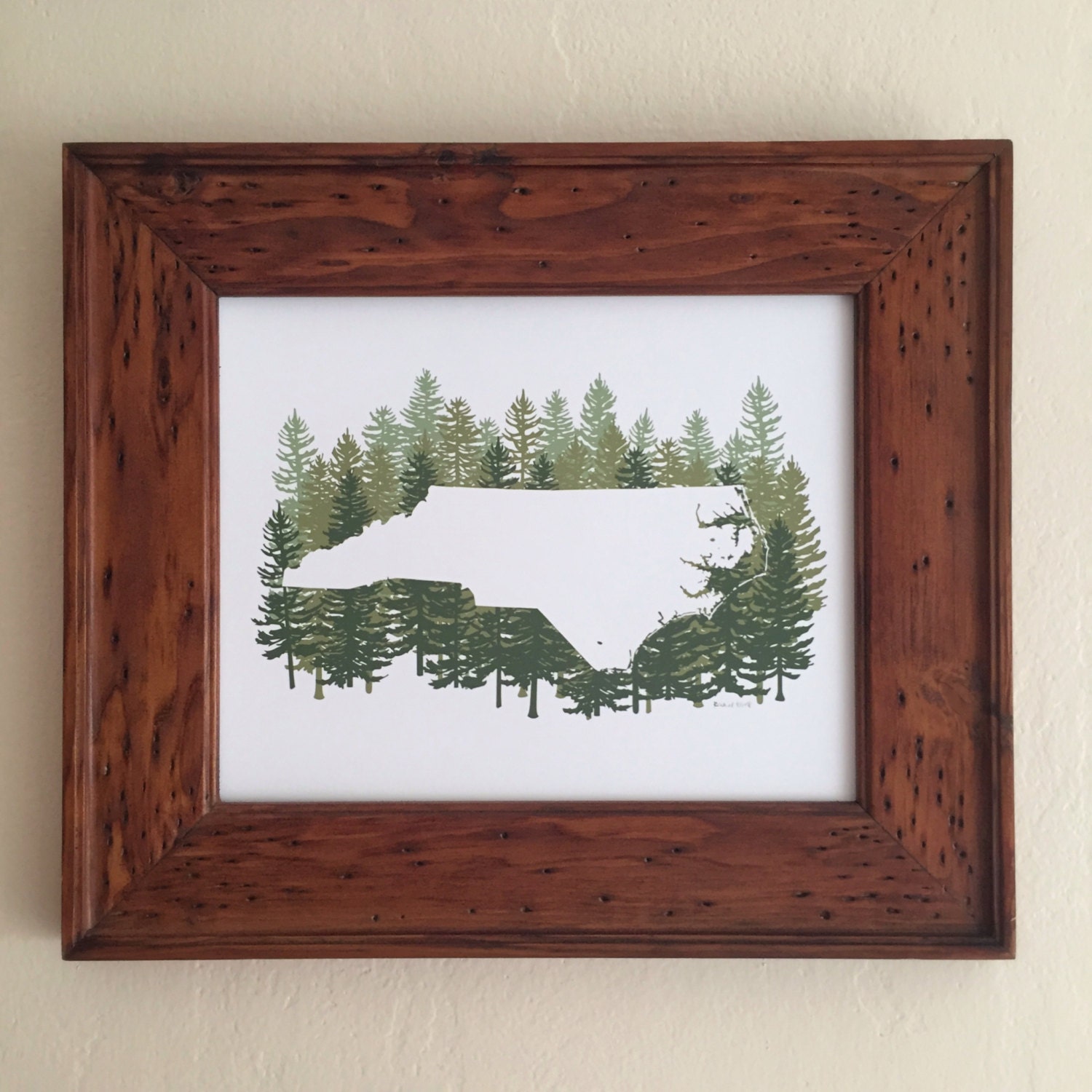 North Carolina State Print - Pine // State Map Silhouette - Etsy