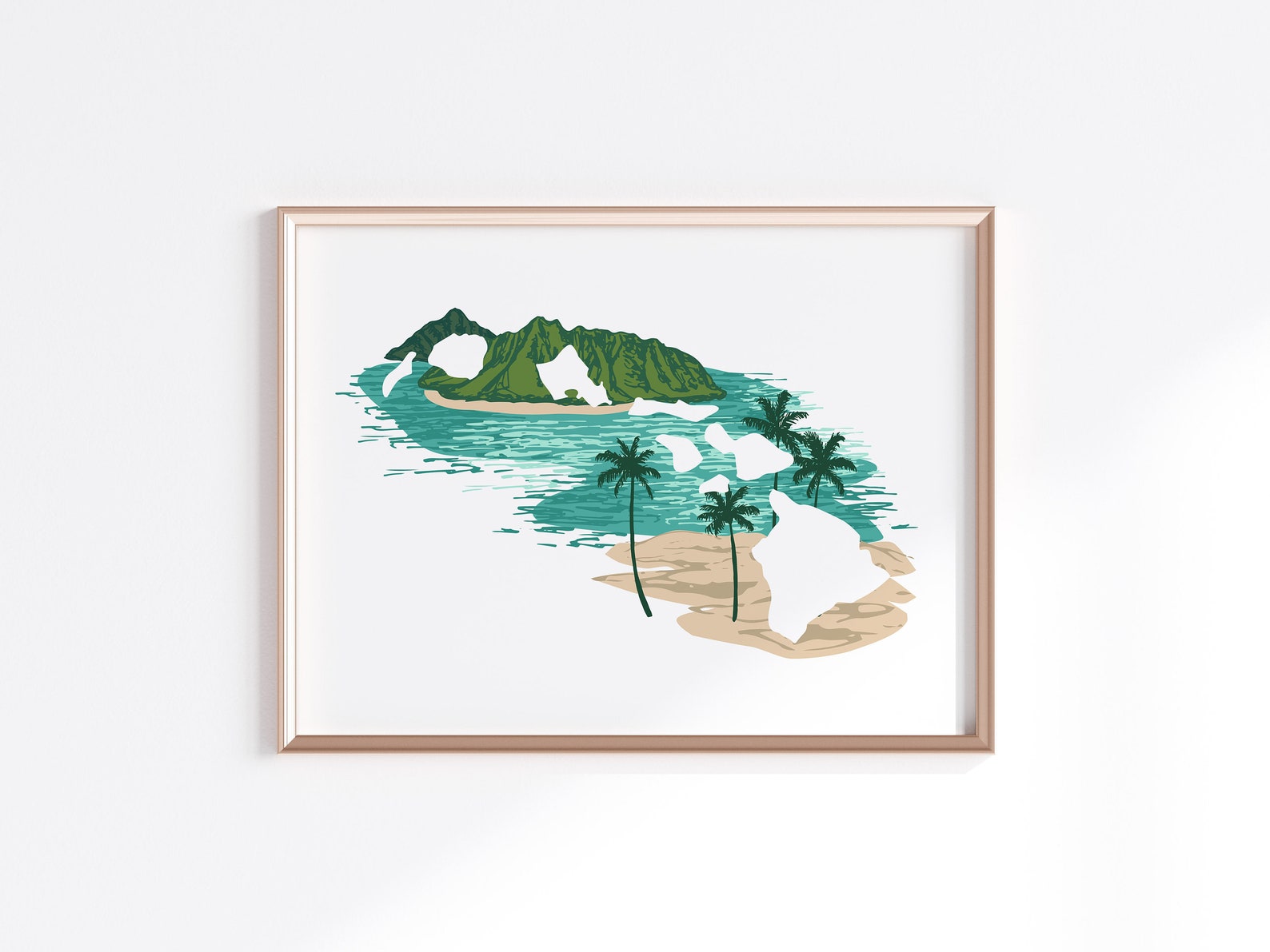 Hawaii State Print Islands // State Map Silhouette - Etsy