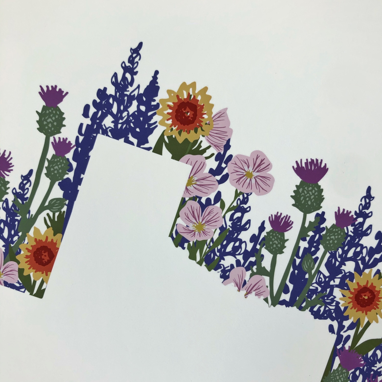 Texas State Print Wildflowers // State Map Silhouette | Etsy