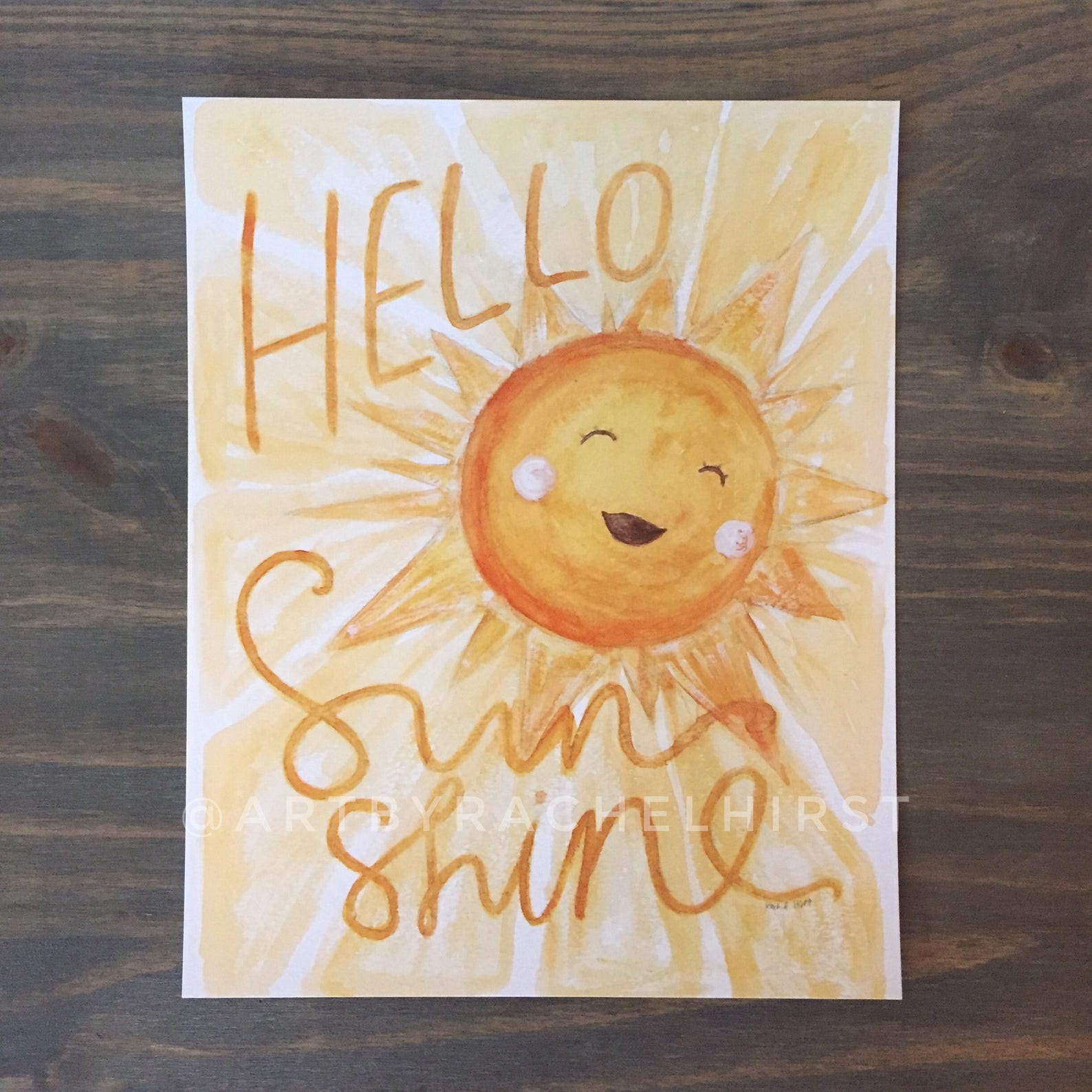 Hello Sunshine Print of Original Watercolor Painting - Etsy