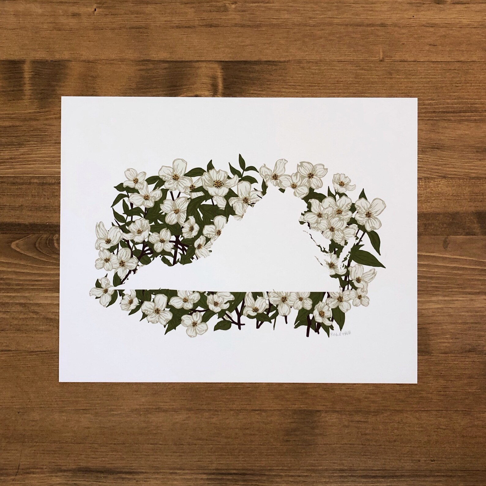 Virginia State Print Dogwood // State Map Silhouette | Etsy