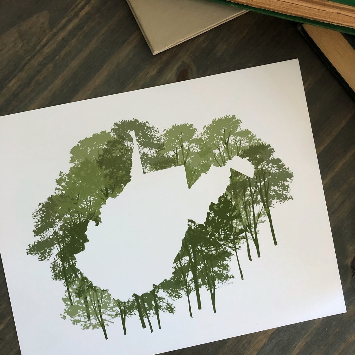 West Virginia State Print Sugar Maple // State Map | Etsy