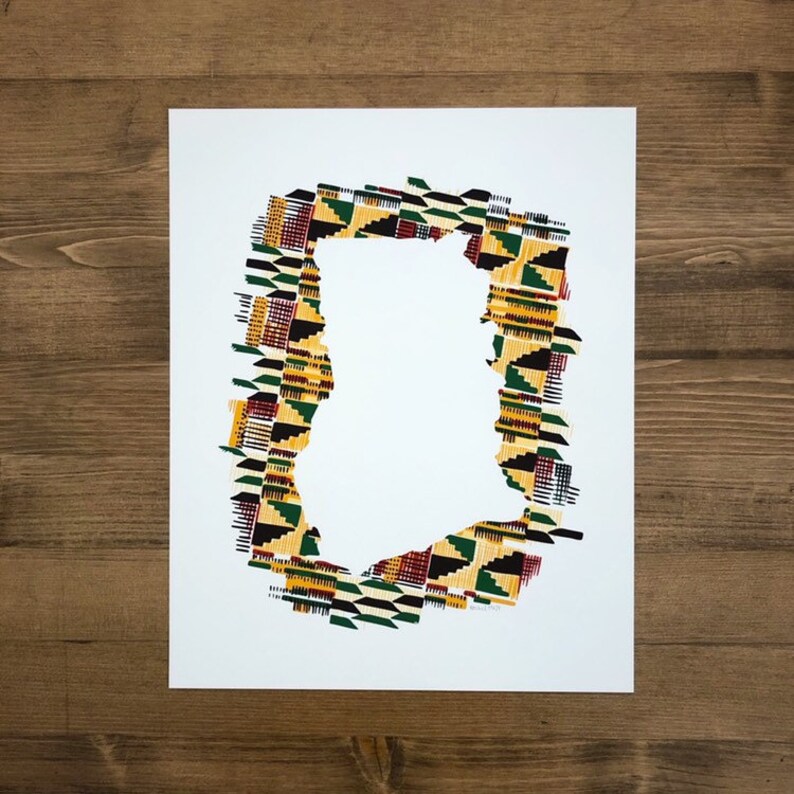 Ghana Print - Kente Cloth // Country Map Silhouette - Etsy