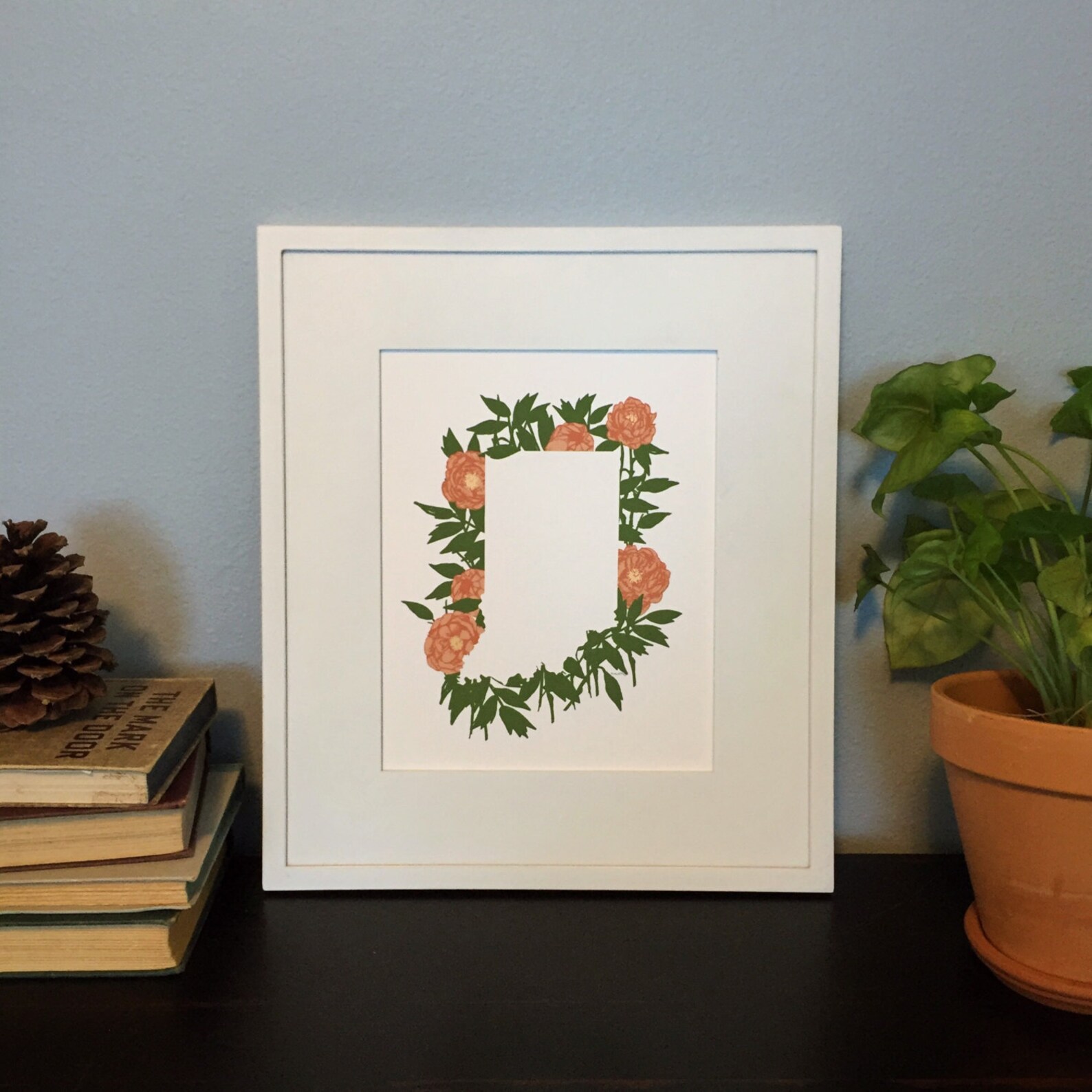 Indiana State Print - Peonies // State Map Silhouette - Etsy