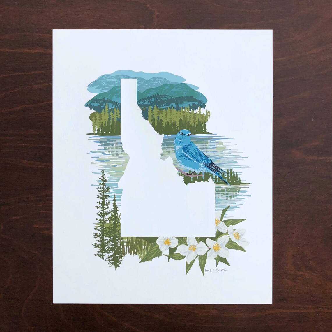 Idaho State Print - Bluebird, Syringa, Priest Lake // State Map ...