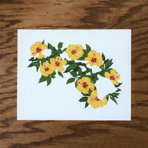 Hawaii State Print - Hibiscus // State Map Silhouette - Etsy