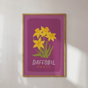 Daffodil - March Birth Month Flower - Floral Illustration Art Print - Etsy