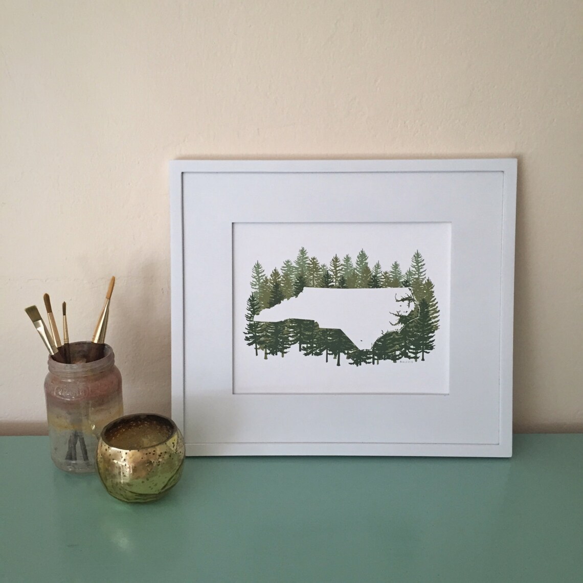North Carolina State Print - Pine // State Map Silhouette - Etsy