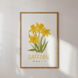 Daffodil - March Birth Month Flower - Floral Illustration Art Print - Etsy