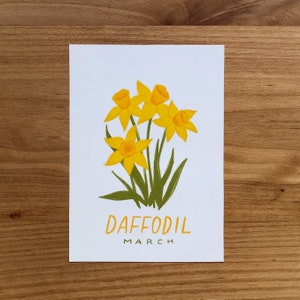 Daffodil - March Birth Month Flower - Floral Illustration Art Print - Etsy