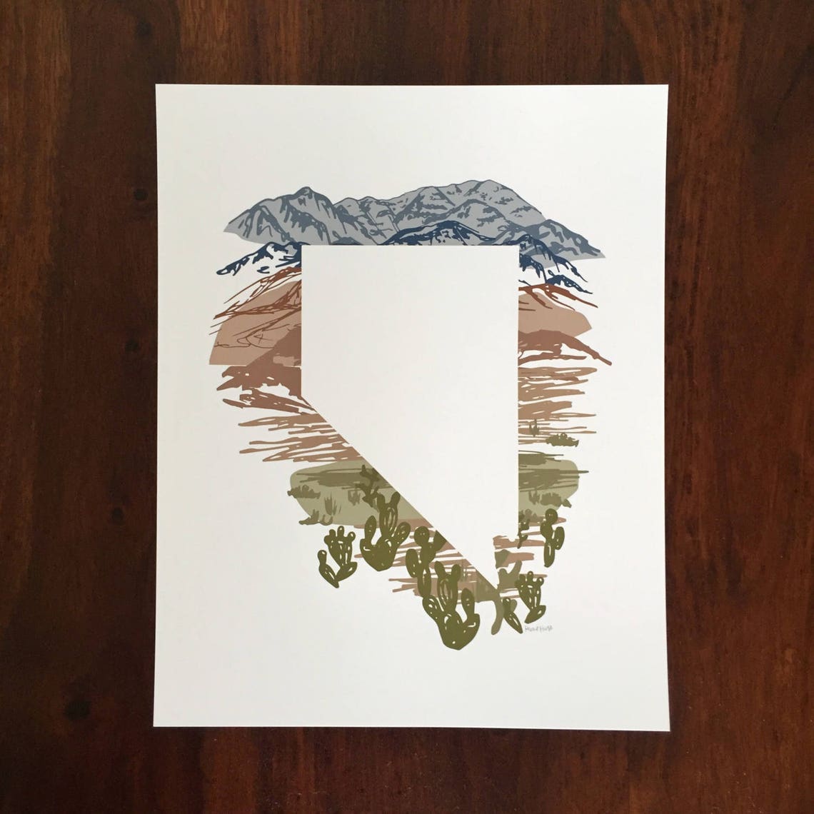Nevada State Print Desert // State Map Silhouette | Etsy