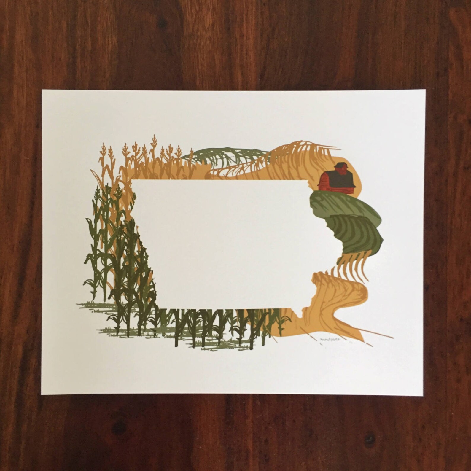 Iowa State Print Corn Fields // State Map Silhouette - Etsy