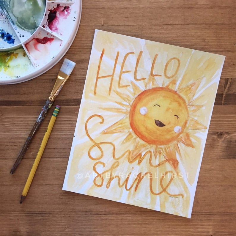 Hello Sunshine Print of Original Watercolor Painting - Etsy