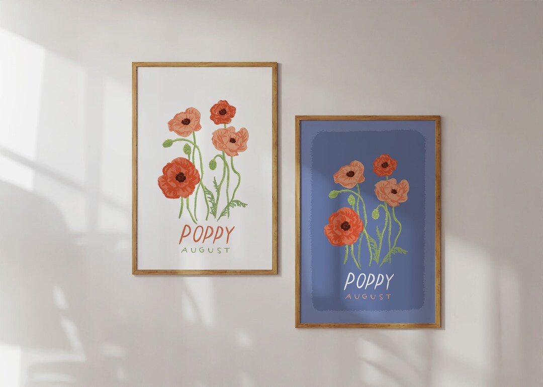 Poppy - August Birth Month Flower - Floral Illustration Art Print - Etsy
