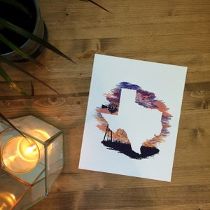 Texas State Print - Sunset // State Map Silhouette - Etsy