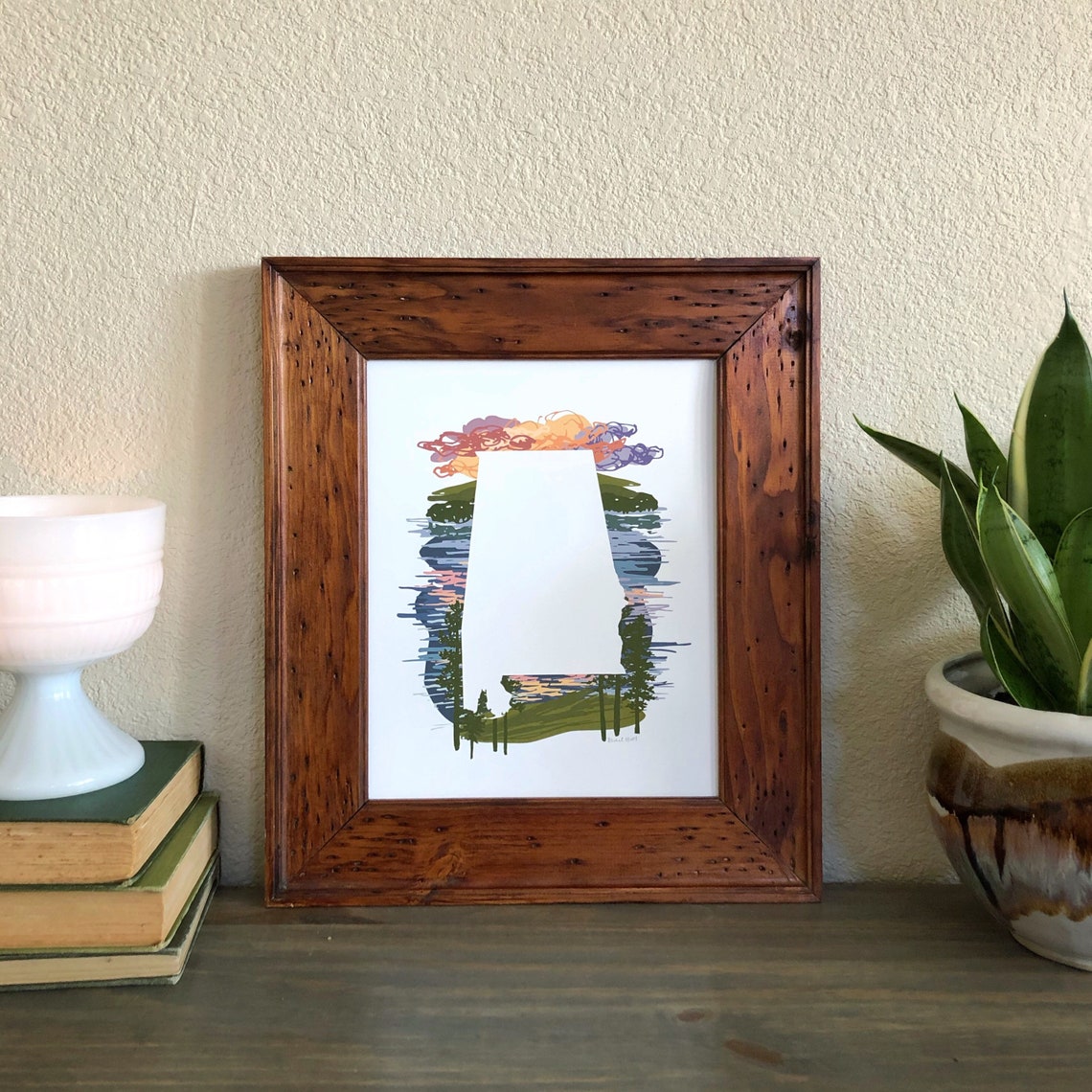 Alabama State Print Lake // State Map Silhouette | Etsy