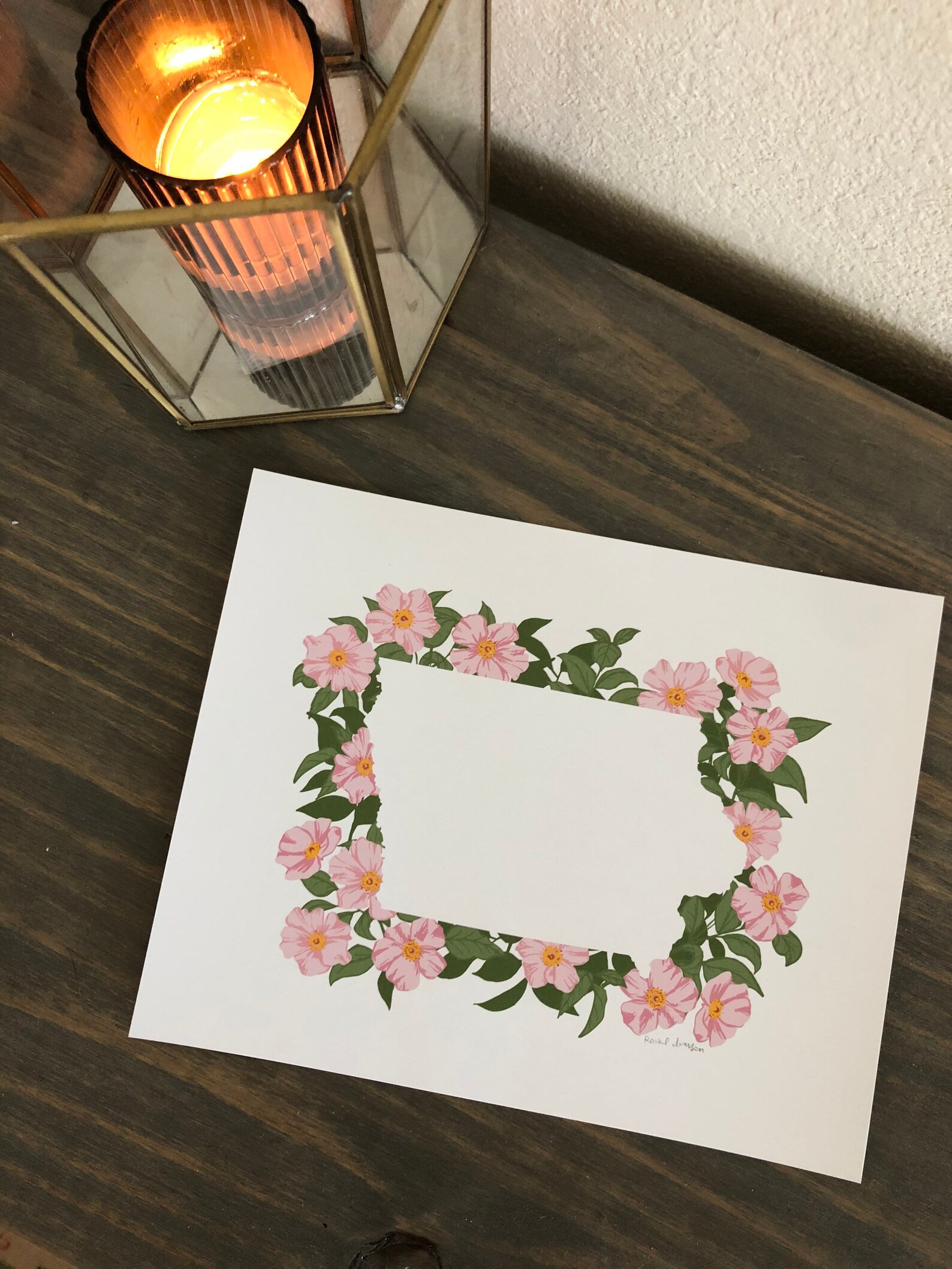 Iowa State Print Prairie Rose // State Map Silhouette - Etsy