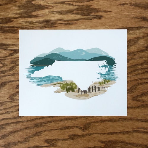 North Carolina State Print Coast // State Map Silhouette - Etsy