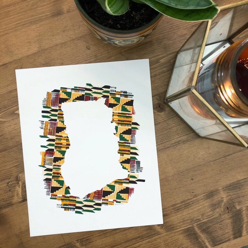 Ghana Print - Kente Cloth // Country Map Silhouette - Etsy