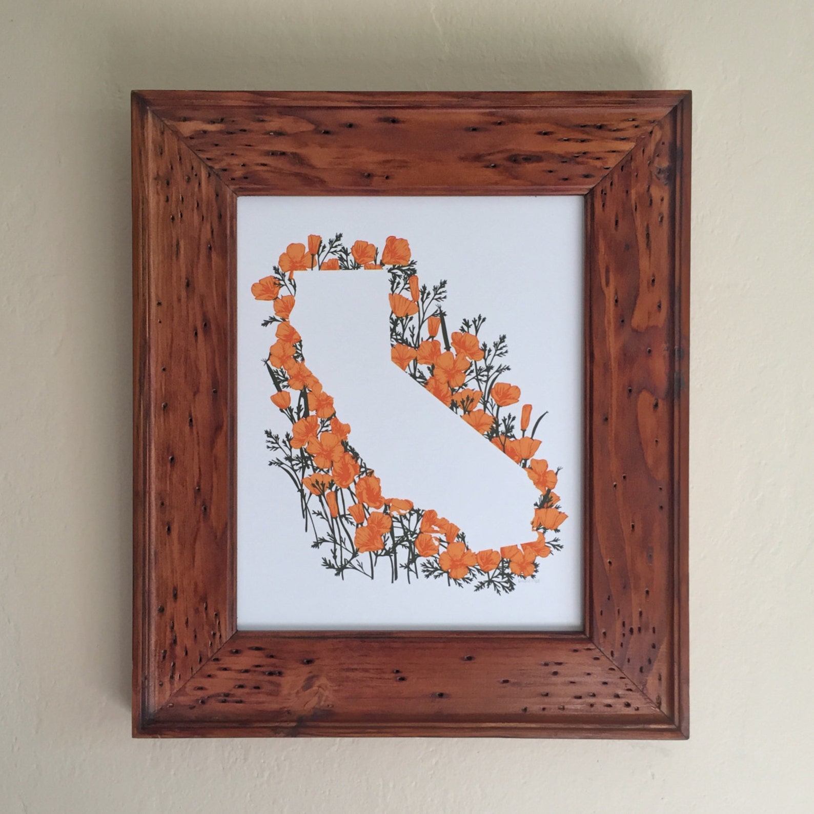 California State Print Poppies // State Map Silhouette - Etsy