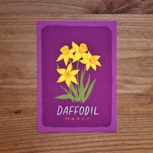 Daffodil - March Birth Month Flower - Floral Illustration Art Print - Etsy
