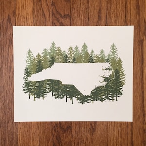 North Carolina State Print - Pine // State Map Silhouette - Etsy