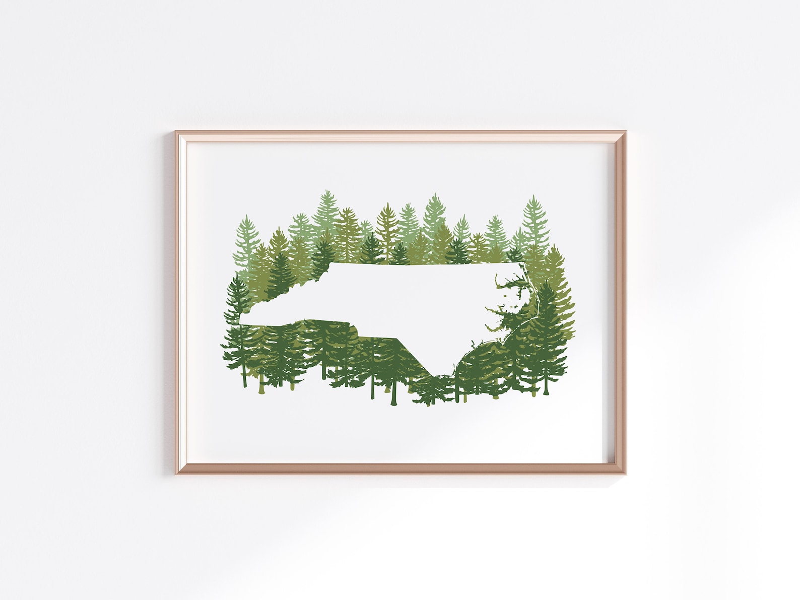 North Carolina State Print - Pine // State Map Silhouette - Etsy