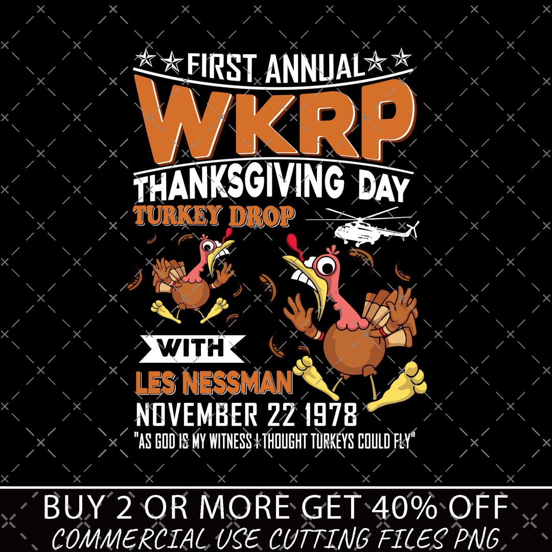 First Annual WKRP Thanksgiving Day Turkey Drop Les Nessman PNG, Funny ...