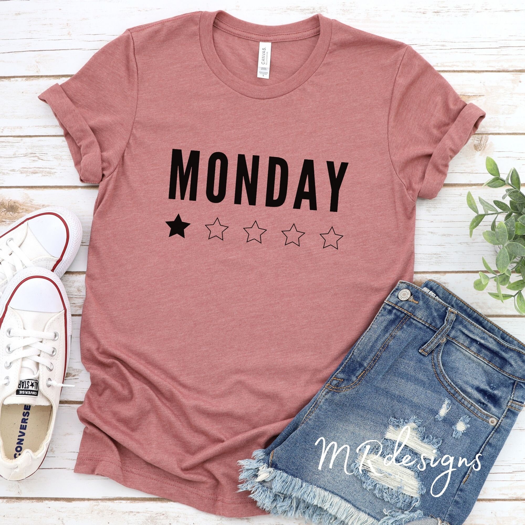 Monday Days of the Week Shirt, Funny Monday Star Rating T-shirt, I Hate ...