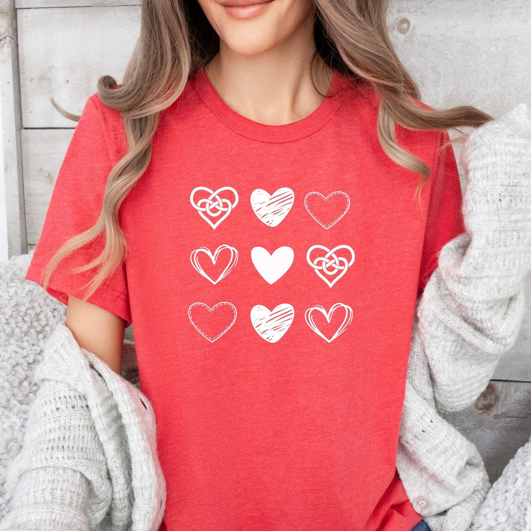 Valentine Hearts Shirt, Heart T-shirt, Love Heart Shirt, Love Hearts ...
