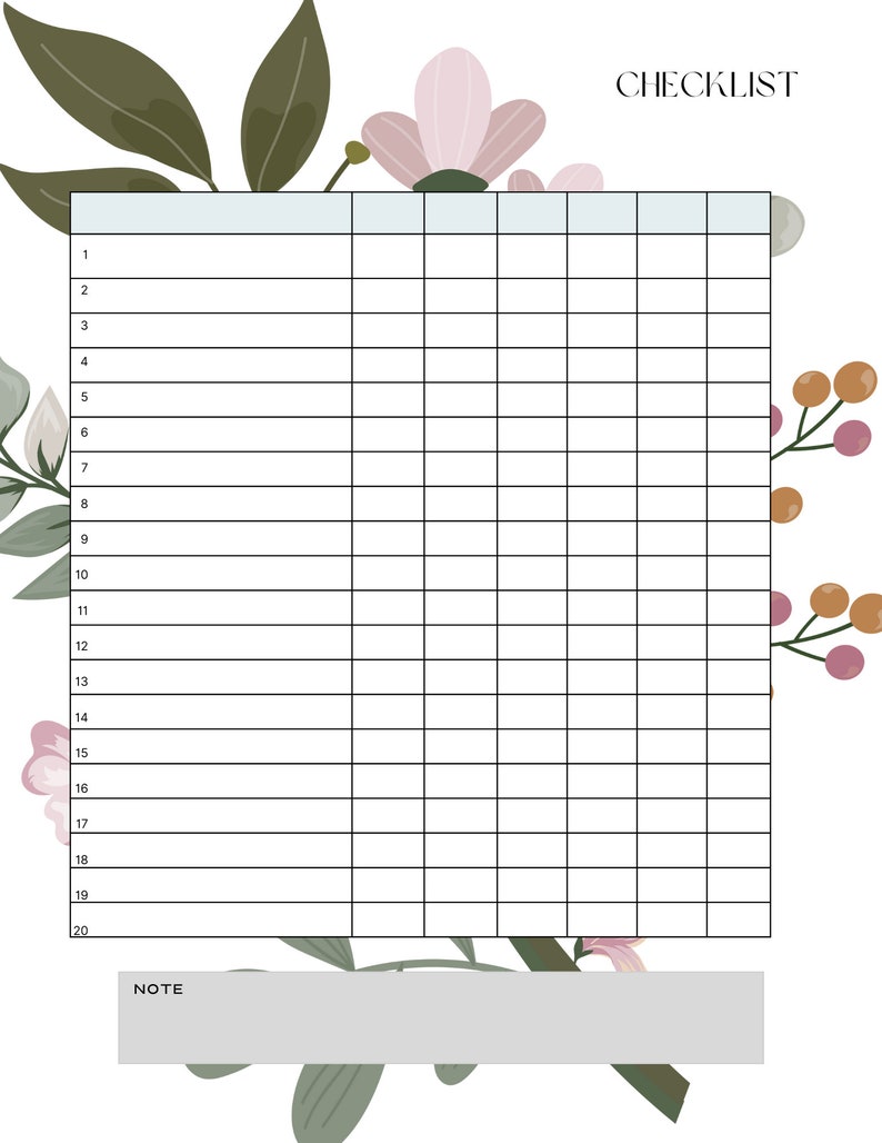 Organize With Ease: Printable Checklist Template - Instant Download - Etsy
